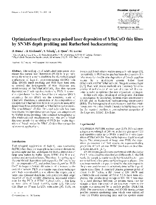 (PDF) Formation of Y Ba Cu oxide thin films by pulsed laser deposition: A comparative study in ...