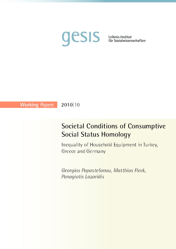 (PDF) Societal Conditions of Consumptive Social Status Homology