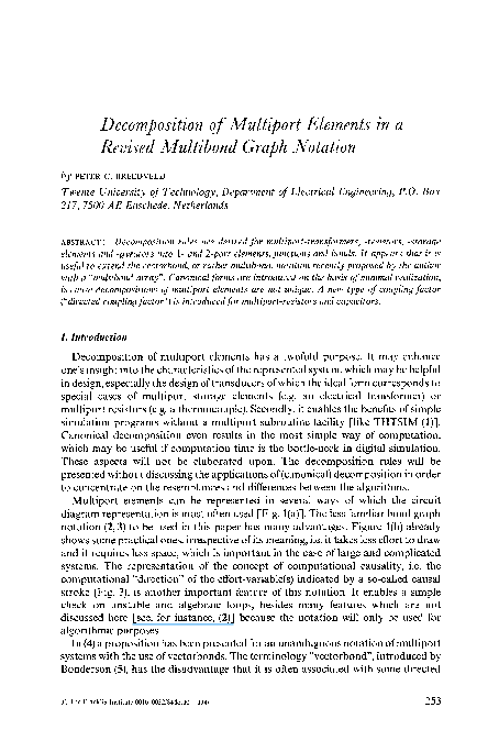 Pdf Decomposition Of Multiport Elements In A Revised Multibond Graph Notation