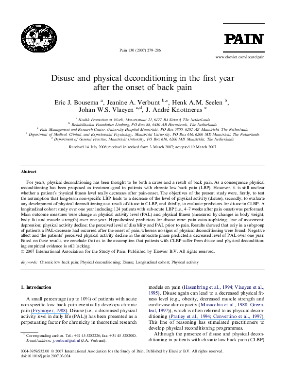 (PDF) Disuse and physical deconditioning in the first year after the ...
