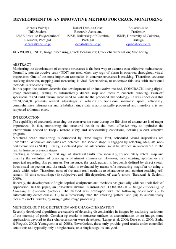 (PDF) Development of an Innovative Method for Crack Monitoring