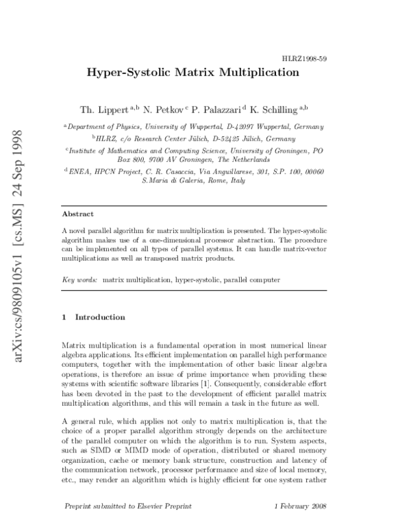 (PDF) Hyper-systolic matrix multiplication