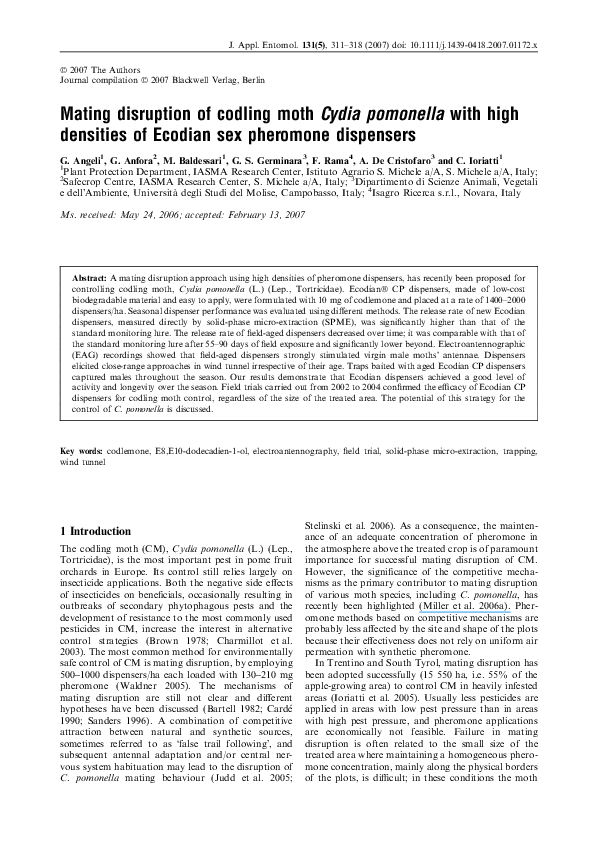 (PDF) Multiple Mating of Male and Female Codling Moth (Lepidoptera ...
