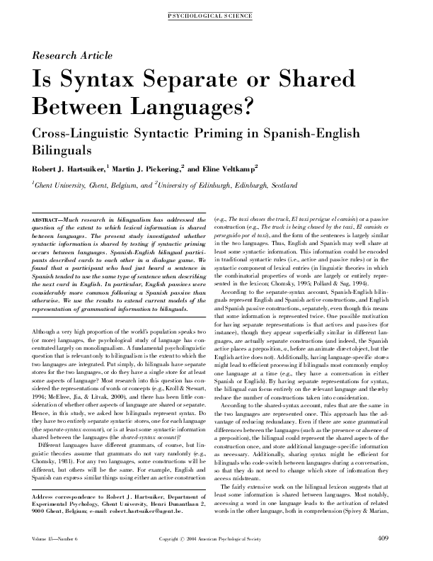 (PDF) Is syntax separate or shared between languages? Cross-linguistic ...