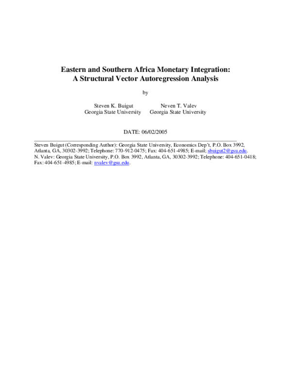 (PDF) Eastern and Southern Africa Monetary Integration: A Structural ...