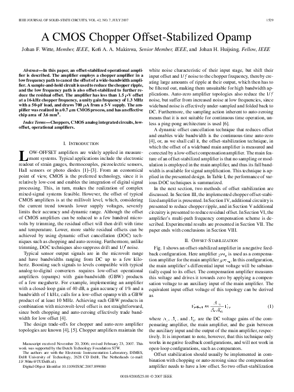 (PDF) A CMOS Chopper Offset-Stabilized Opamp