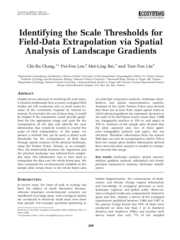 (PDF) Identifying the scale thresholds for field-data extrapolation