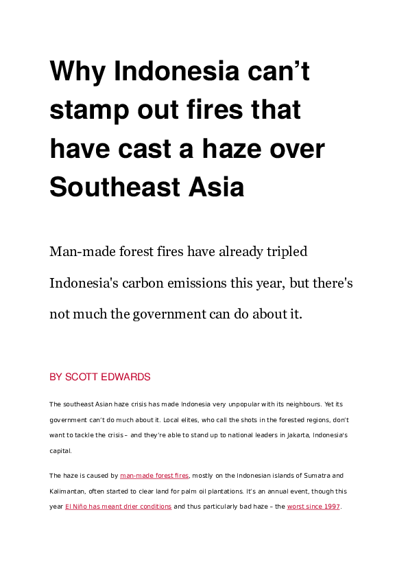 (DOC) Why Indonesia can’t stamp out fires that have cast a haze over ...