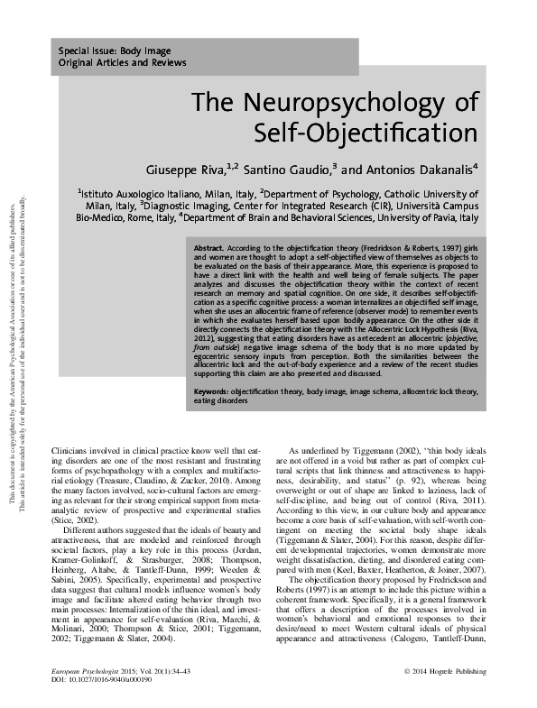 (PDF) Neuropsychology of Self-Objectification