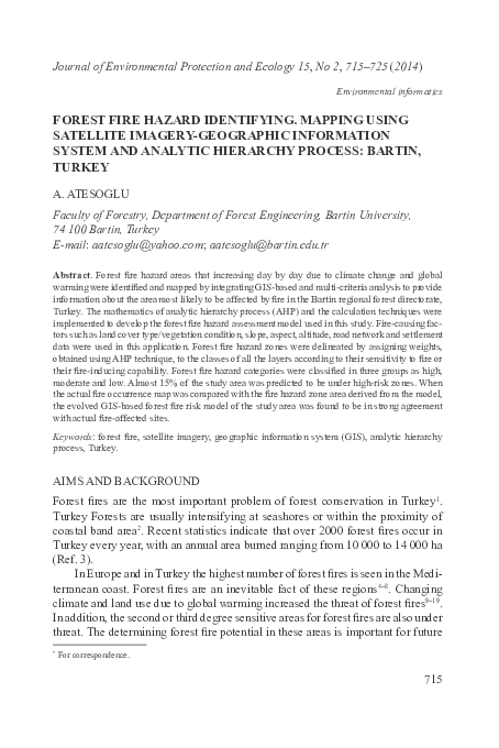 (PDF) FOREST FIRE HAZARD IDENTIFYING-MAPPING USING SATELLITE IMAGERY-GEOGRAPHIC INFORMATION ...