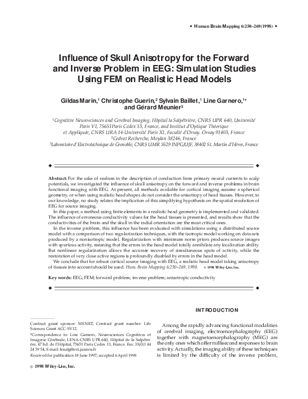 Pdf Influence Of Skull Anisotropy For The Forward And Inverse Problem In Eeg Simulation