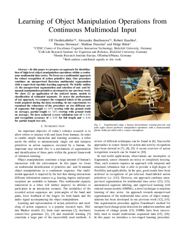 (PDF) Learning of object manipulation operations from continuous multimodal input