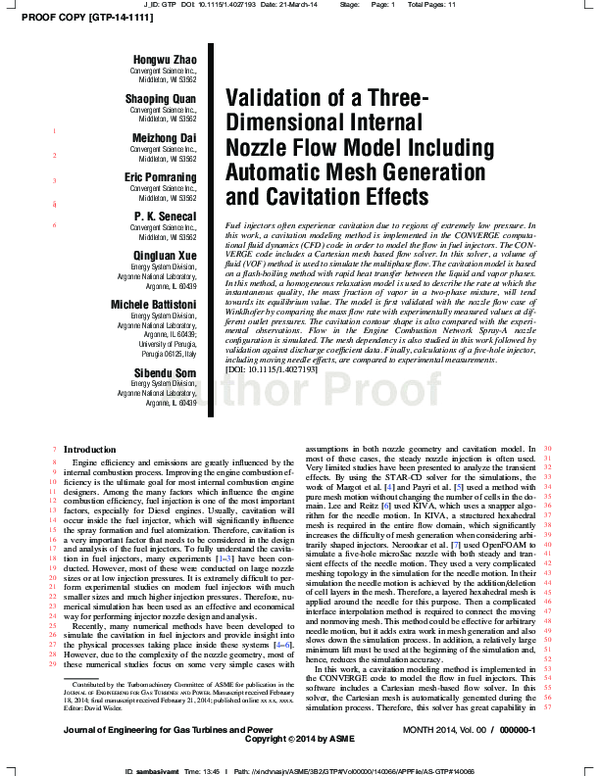 (PDF) Validation of a Three-Dimensional Internal Nozzle Flow Model Including Automatic Mesh ...
