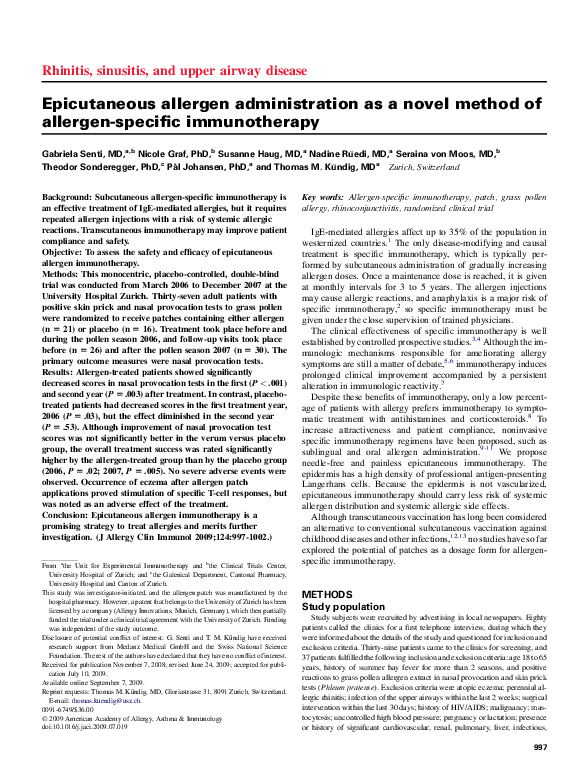 (PDF) Epicutaneous allergen administration as a novel method of ...