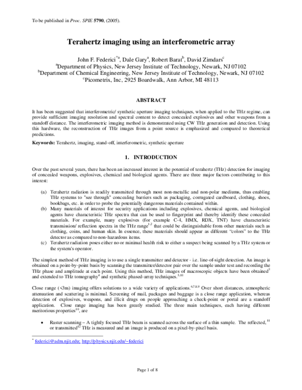 (PDF) Terahertz imaging using an interferometric array