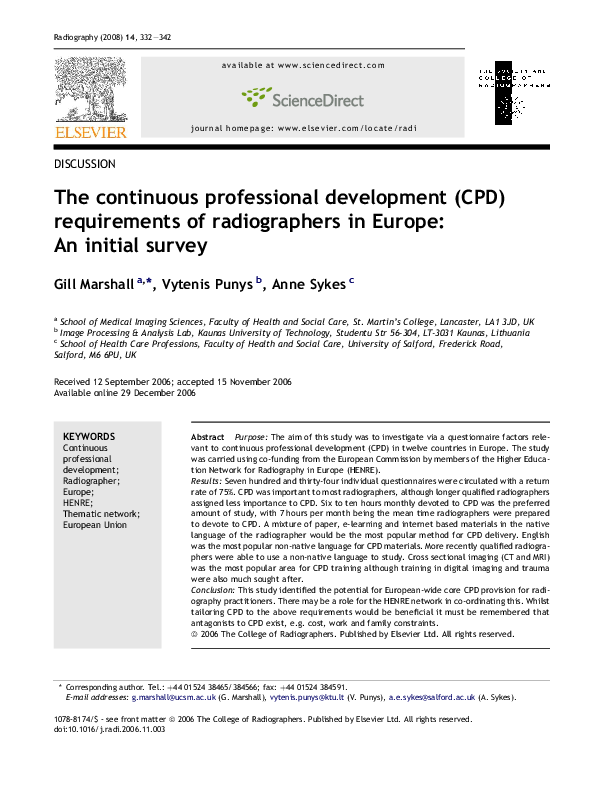 (PDF) The continuous professional development (CPD) requirements of ...