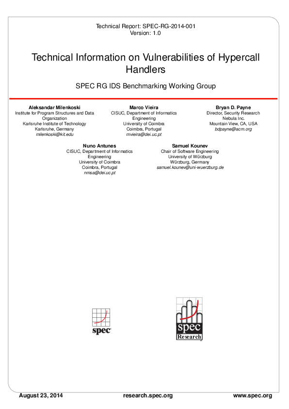 (PDF) Technical Information on Vulnerabilities of Hypercall Handlers