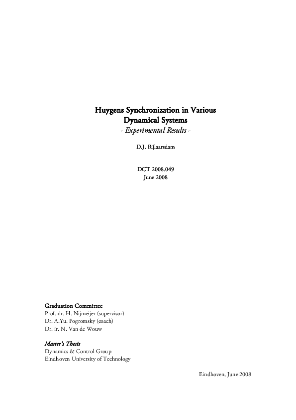 Pdf Huygens Synchronization In Various Dynamical Systems Experimental Results Alexander