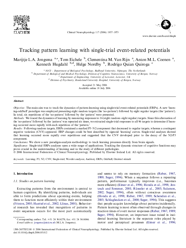 (PDF) Tracking pattern learning with single-trial event-related potentials