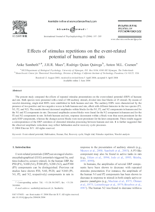 (PDF) Effects of stimulus repetitions on the event-related potential of ...