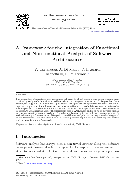 Pdf A Framework For The Integration Of Functional And Non Functional