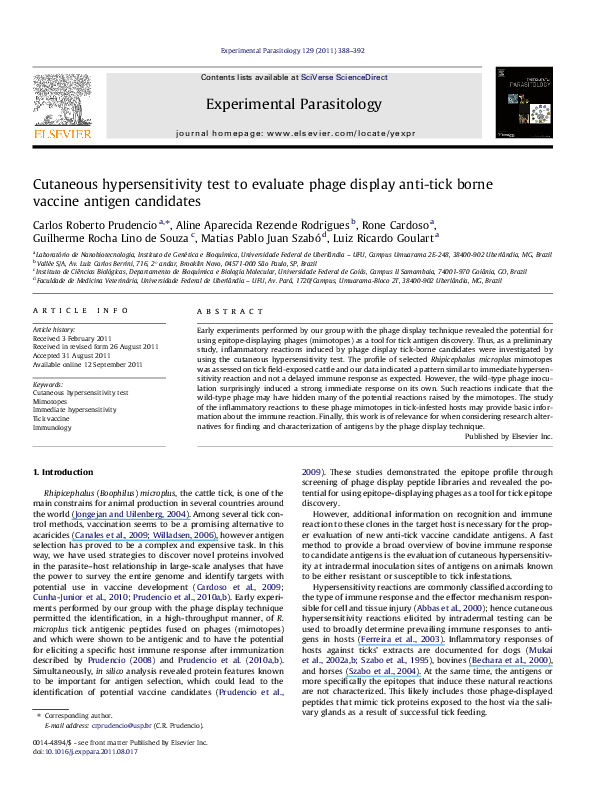(PDF) Cutaneous hypersensitivity test to evaluate phage display anti ...