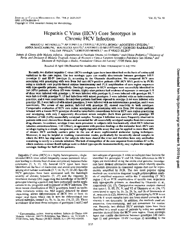 (PDF) Hepatitis C virus (HCV) core serotypes in chronic HCV infection ...