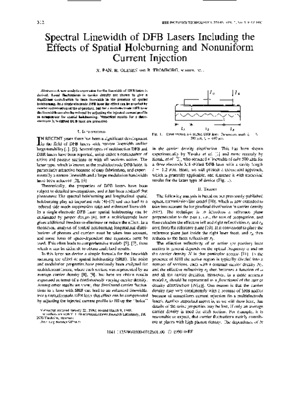 (PDF) Spectral linewidth of DFB lasers including the effects of spatial holeburning and ...