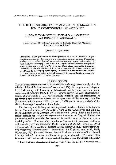 (PDF) The intersegmental muscles of silkmoths: Ionic components of ...