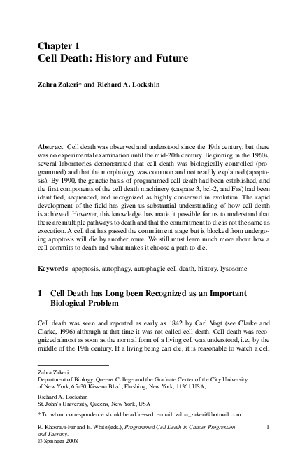 (PDF) Cell Death: History and Future