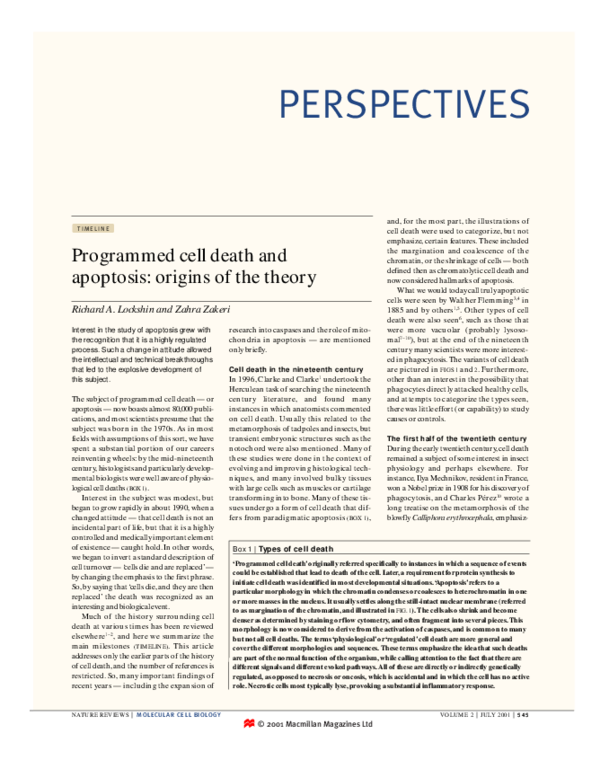 (PDF) Programmed cell death and apoptosis: origins of the theory