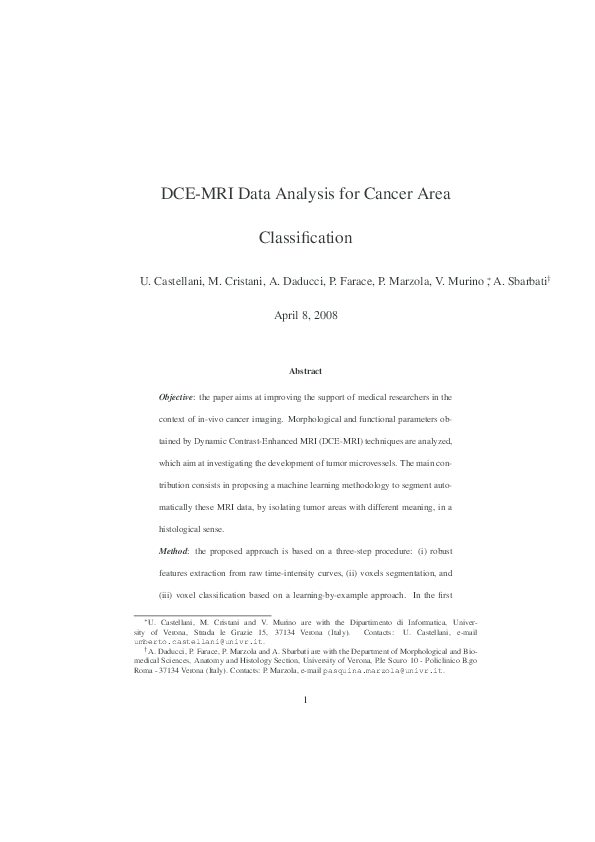 (PDF) DCE-MRI data analysis for cancer area classification | Vittorio ...