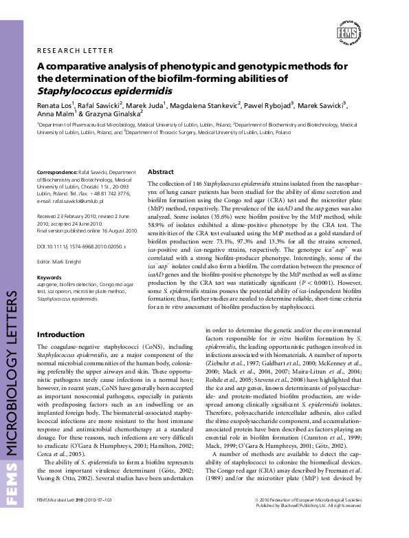 Pdf A Comparative Analysis Of Phenotypic And Genotypic Methods For