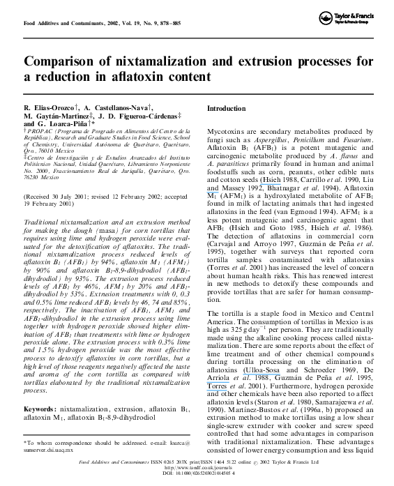 (PDF) Comparison of nixtamalization and extrusion processes for a ...