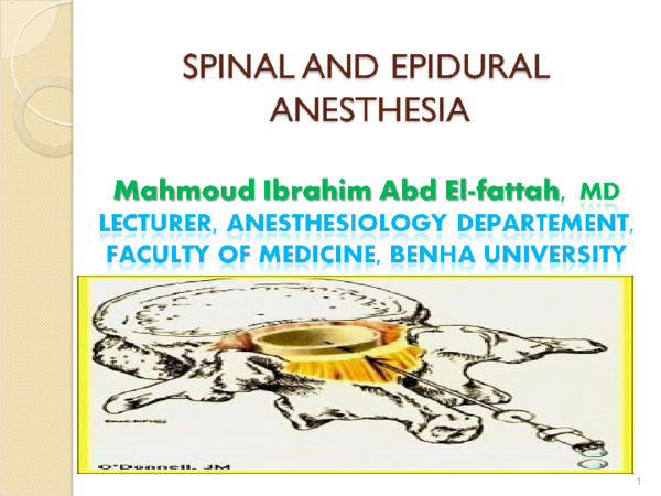 (PPT) Spinal and Epidural Anesthesia
