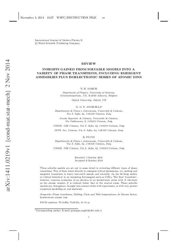 (PDF) ChemInform Abstract: Insights Gained from Solvable Models into a Variety of Phase ...