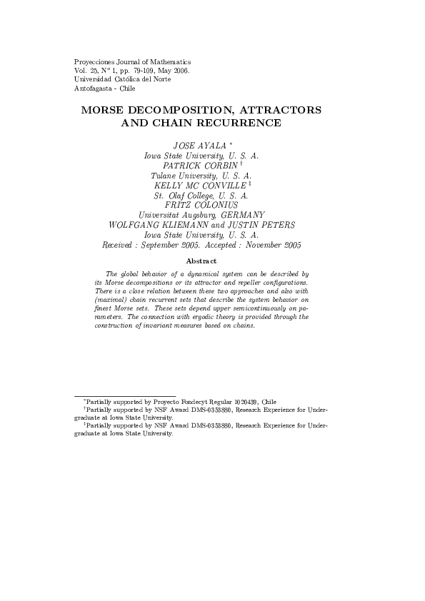(PDF) MORSE DECOMPOSITION, ATTRACTORS AND CHAIN RECURRENCE