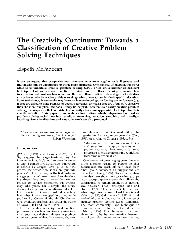 (PDF) The Creativity Continuum: Towards a Classification of Creative ...