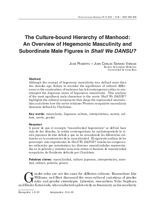 (PDF) The Culture-bound Hierarchy of Manhood: An Overview of Hegemonic ...