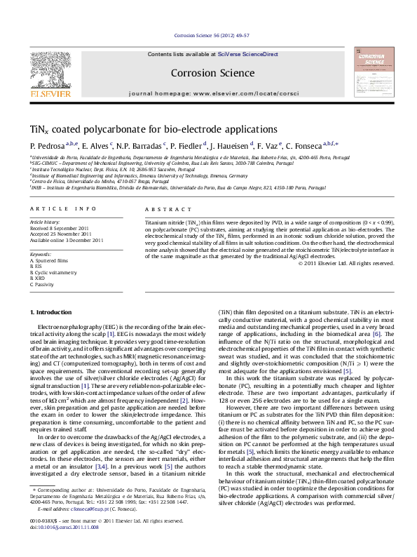 (PDF) TiNx coated polycarbonate for bio-electrode applications