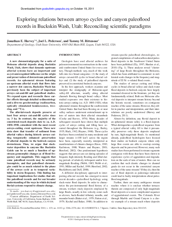 (PDF) Exploring relations between arroyo cycles and canyon paleoflood ...