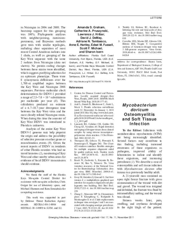 (PDF) Mycobacterium doricum Osteomyelitis and Soft Tissue Infection
