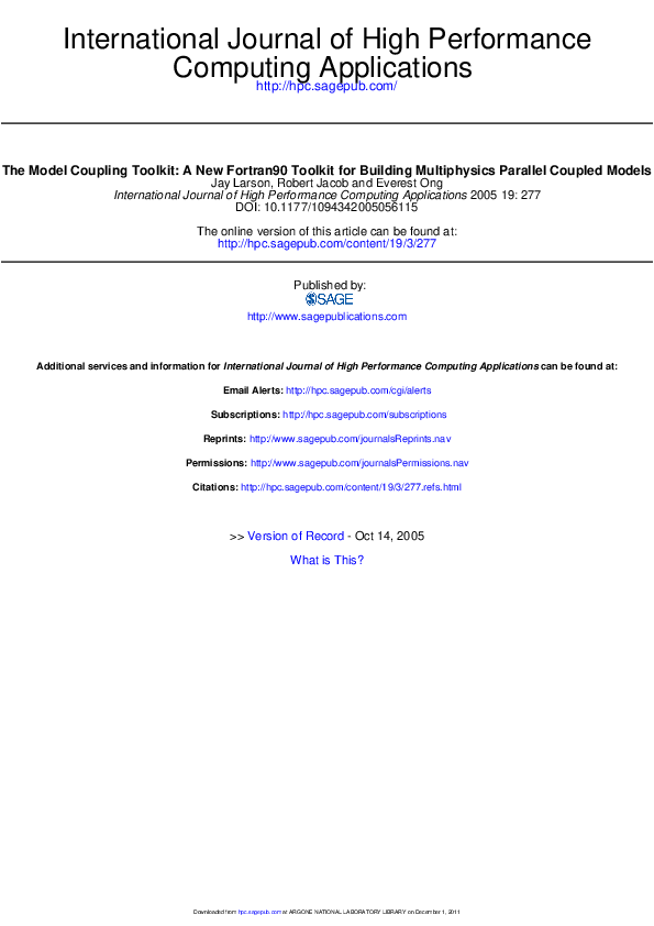 (PDF) THE MODEL COUPLING TOOLKIT: A NEW FORTRAN90 TOOLKIT FOR BUILDING MULTIPHYSICS PARALLEL ...