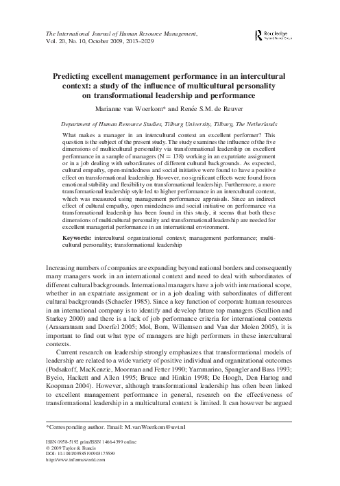 (PDF) A Scale to Measure the Transformational Leadership of Extension Personnel at Lower Level ...