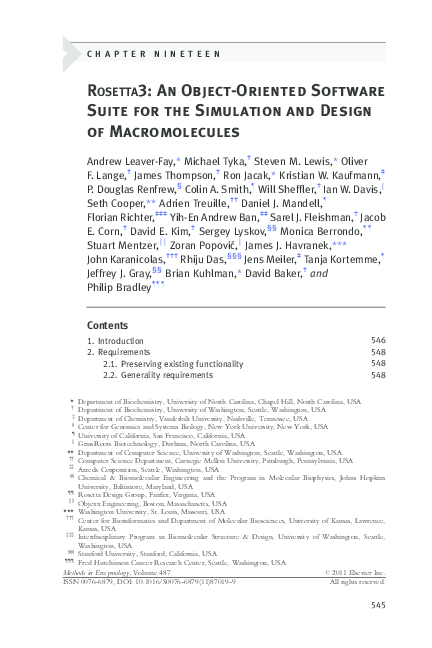 (PDF) ROSETTA3: an object-oriented software suite for the simulation and design of macromolecules