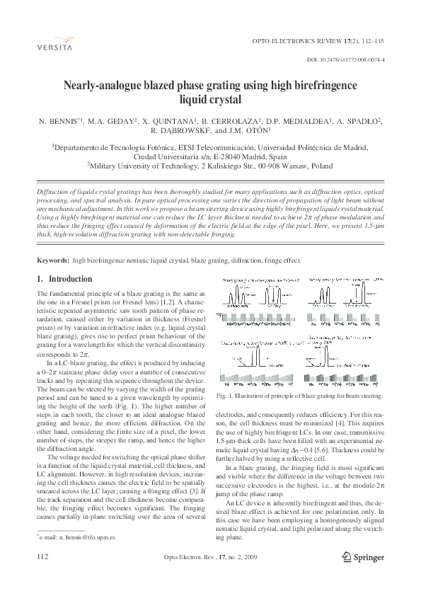(PDF) Nearly-analogue blazed phase grating using high birefringence ...