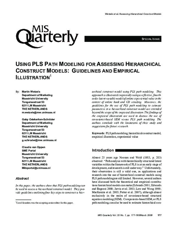 Pdf Using Pls Path Modeling For Assessing Hierarchial Construct Models Guidelines And