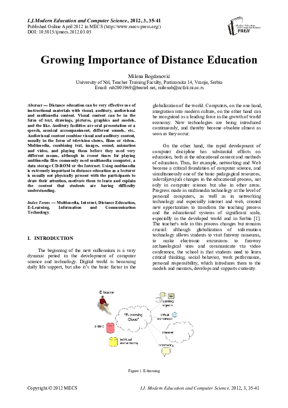 (PDF) Growing Importance of Distance Education