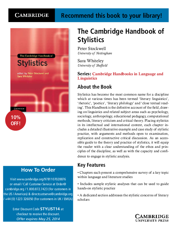 (PDF) The Cambridge Handbook of Stylistics