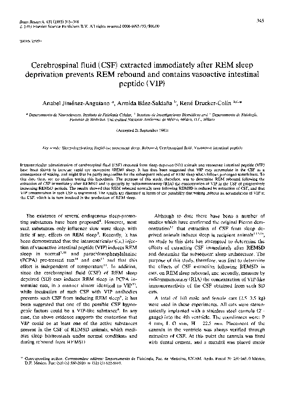 (PDF) Cerebrospinal fluid (CSF) extracted immediately after REM sleep deprivation prevents REM ...